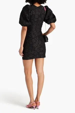 GANNI Cloqué Mini Dress - Black