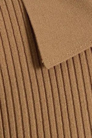 Veronica Beard Lauper Ribbed-knit Mini Shirt Dress - Camel
