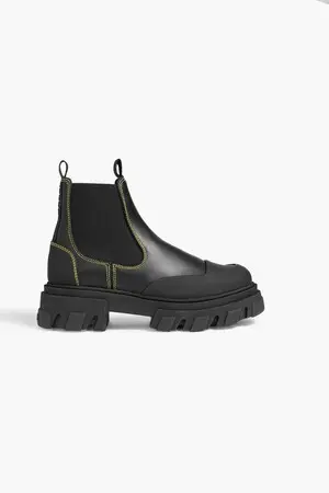 GANNI Leather Chelsea Boots - Black