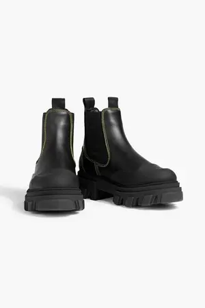 GANNI Leather Chelsea Boots - Black