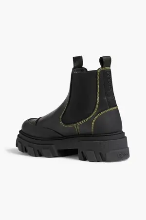 GANNI Leather Chelsea Boots - Black
