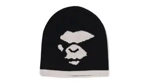A BATHING APE Mad Face Knit Cap - Black