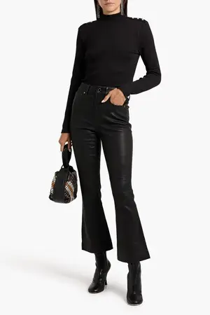 Veronica Beard Carson Leather Flared Pants