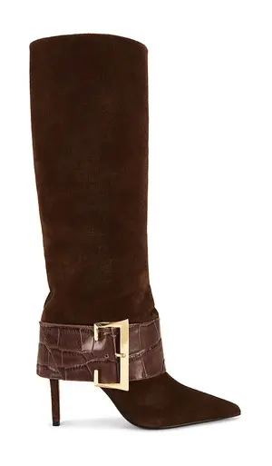 Schutz Beatrix Suede Knee High Boot - Root Brown