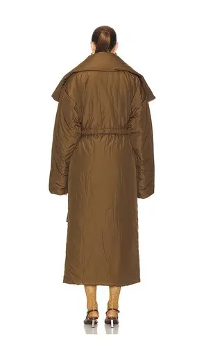 Norma Kamali High Collar Sleeping Bag Long Coat - Bark