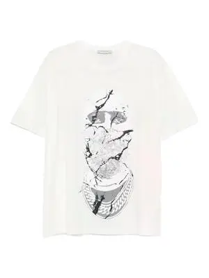 IH NOM UH NIT Cracked-face Print T-shirt - White