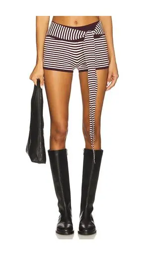 SEVEN WONDERS Striped Hot Shorts - Wine Stripe