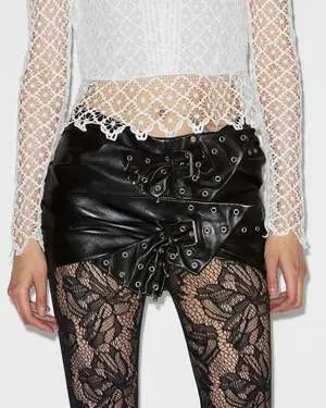 Isabel Marant Chani Draped Leather Mini Skirt