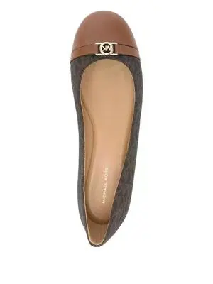 Michael Kors Monogram Logo Plaque Ballet Flats - Brown