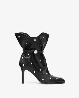 Isabel Marant Lolya Leather Ankle Boots - Black/silver