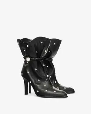 Isabel Marant Lolya Leather Ankle Boots - Black/silver