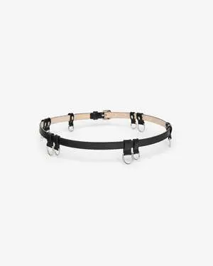 Isabel Marant Chelsea Leather Belt - Black/silver