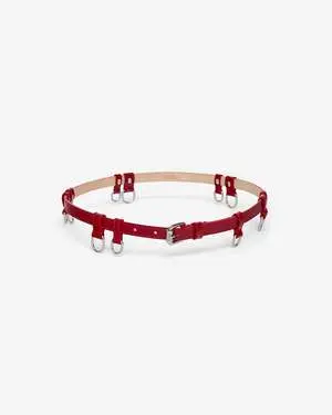 Isabel Marant Chelsea Leather Belt Deep Red / Silver