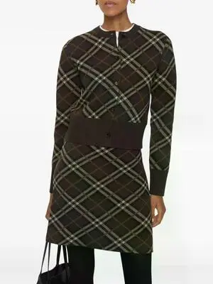 Burberry Check-pattern Cashmere Cardigan - Brown