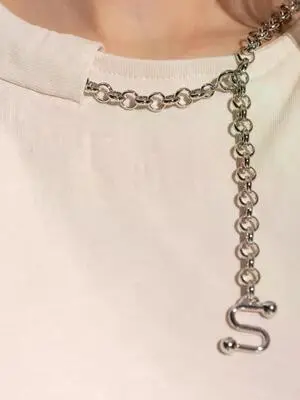 Sportmax Chain-embellished T-shirt - Neutrals