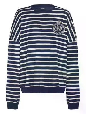 Balmain Emblem Striped Sweatshirt
