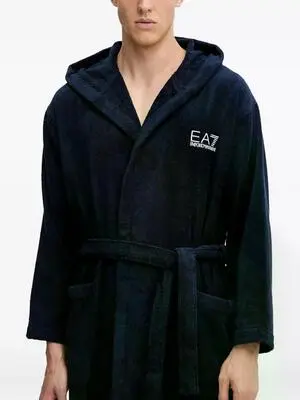 Emporio Armani Logo-detail Dressing Gown - Blue