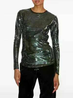 Isabel Marant Sequin Embellished Long-sleeve Top - Black