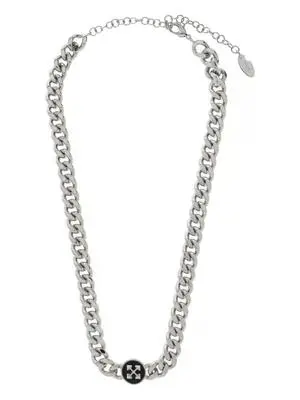 Off-White Arrows Charm Curb-chain Necklace - Silver