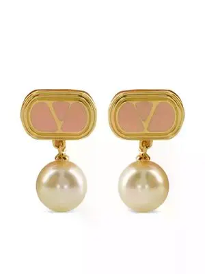 Valentino Garavani Vlogo Signature Pearl Earrings - Gold