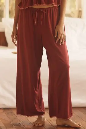 LYREBIRD Briar Lace-trim Pants - Burgundy