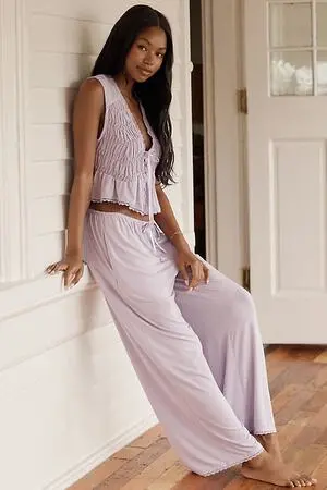 LYREBIRD Briar Lace-Trim Pants Lavender Cloud