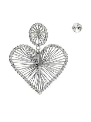 Isabel Marant Heart-shaped Crystal Earrings - Silver
