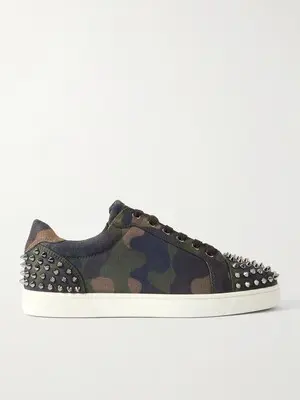 CHRISTIAN LOUBOUTIN Seavaste 2 Studded Camouflage-print Sneakers - Green