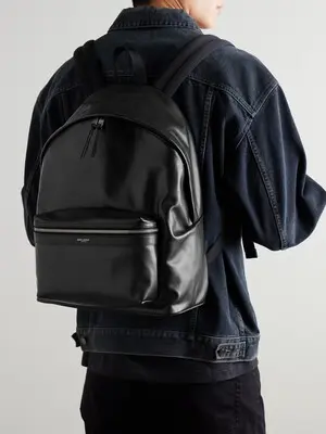 Saint Laurent City Leather Backpack - Black