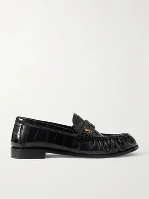 Saint Laurent Gold Tone Loafers For Men