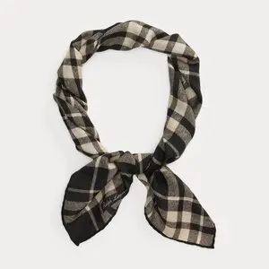 Ralph Lauren Plaid Cashmere-silk Neckerchief - Black/cream