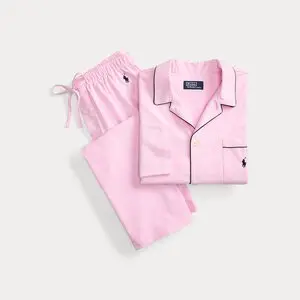 Ralph Lauren Cotton Oxford Pajama Set Pink/cruise Navy
