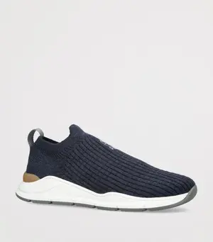 Brunello Cucinelli Cotton Knitted Slip-on Sneakers