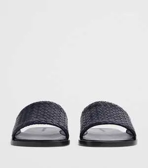 Bottega Veneta Leather Intrecciato Elio Sandals - Blue