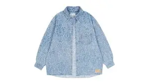 TAKASHI MURAKAMI Flowers And Skulls Jacquard Denim Haori Shirt - Light Blue