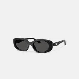 COACH Quilted Oval Rectangle Sunglasses - Black
