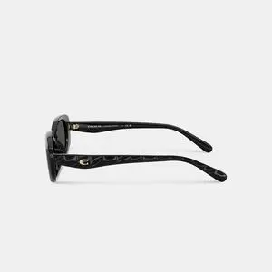 COACH Quilted Oval Rectangle Sunglasses - Black