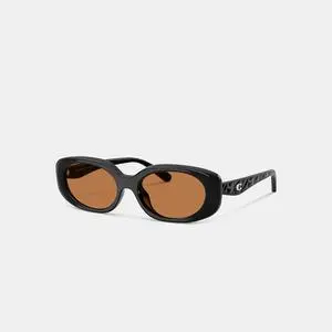 COACH Quilted Oval Rectangle Sunglasses - Solid Black