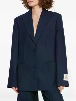 Off-White Logo-patch Single-breasted Blazer - Blue