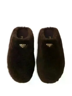 Prada Suede Shearling Mules