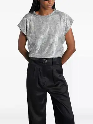 IRO PARIS Metallic Ribbed Knit Top