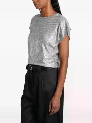 IRO PARIS Metallic Ribbed Knit Top