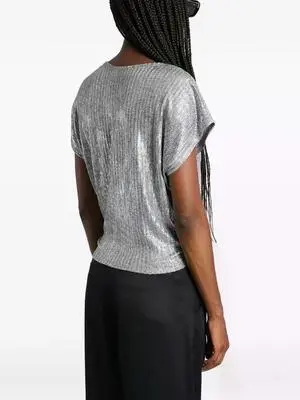 IRO PARIS Metallic Ribbed Knit Top