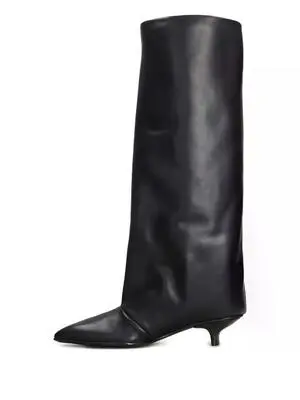 Vicini Square-toe Leather Boots - Black