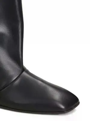 Vicini Square-toe Leather Boots - Black