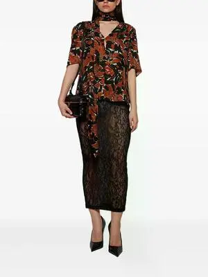 ACE HARPER Tie-neck Floral-print Blouse