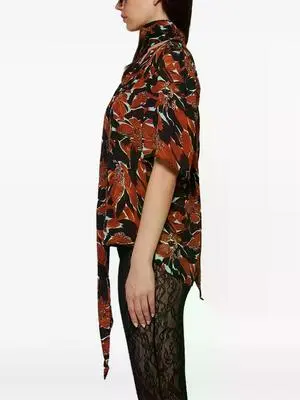 ACE HARPER Tie-neck Floral-print Blouse