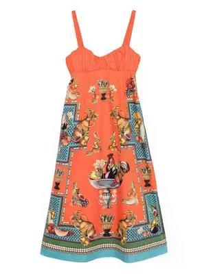 ALEMAIS Fruit-print Smocked Dress