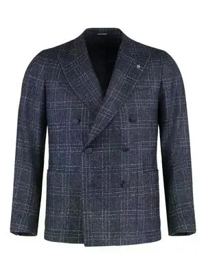 Tagliatore Double-breasted Checked Jacket - Blue