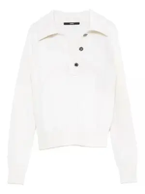 SAPIO Button-embellished Polo Top - White